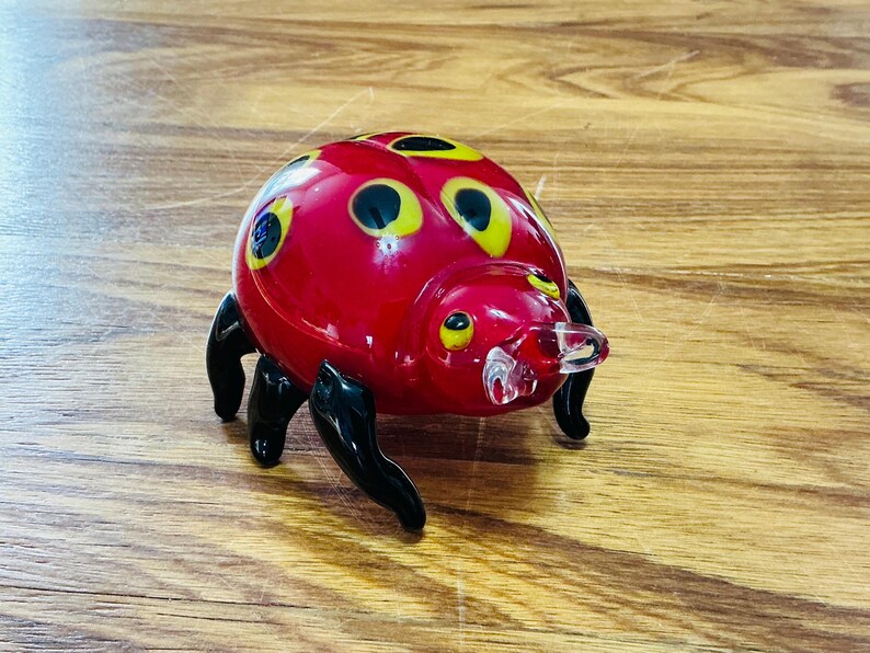 Dale Tiffany Handblown Glass Ladybug Figurine, Red Yellow Black Decor ...