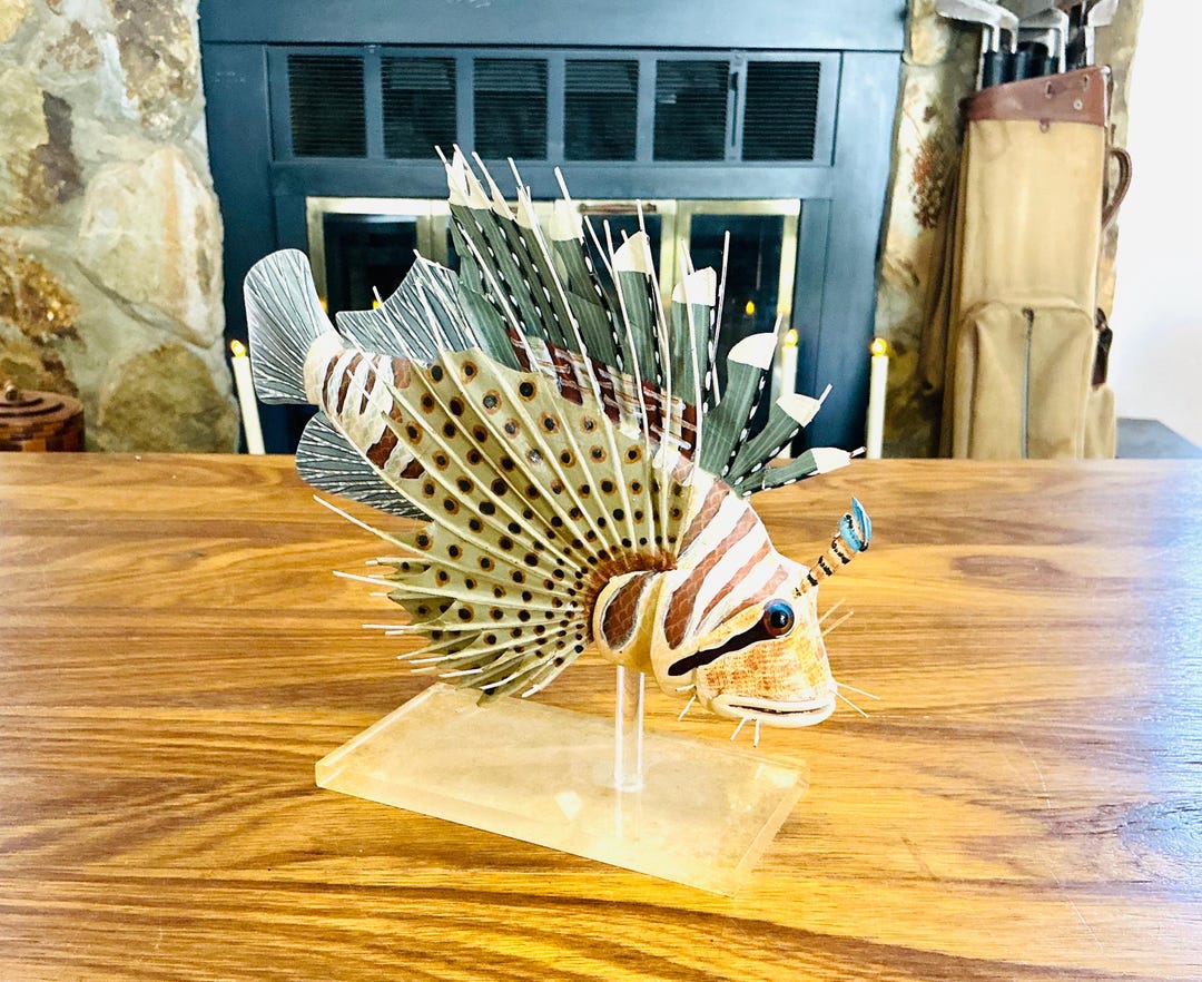 Mixed Media Lionfish Sculpture Mounted on Acrylic, Stunning Tropical ...