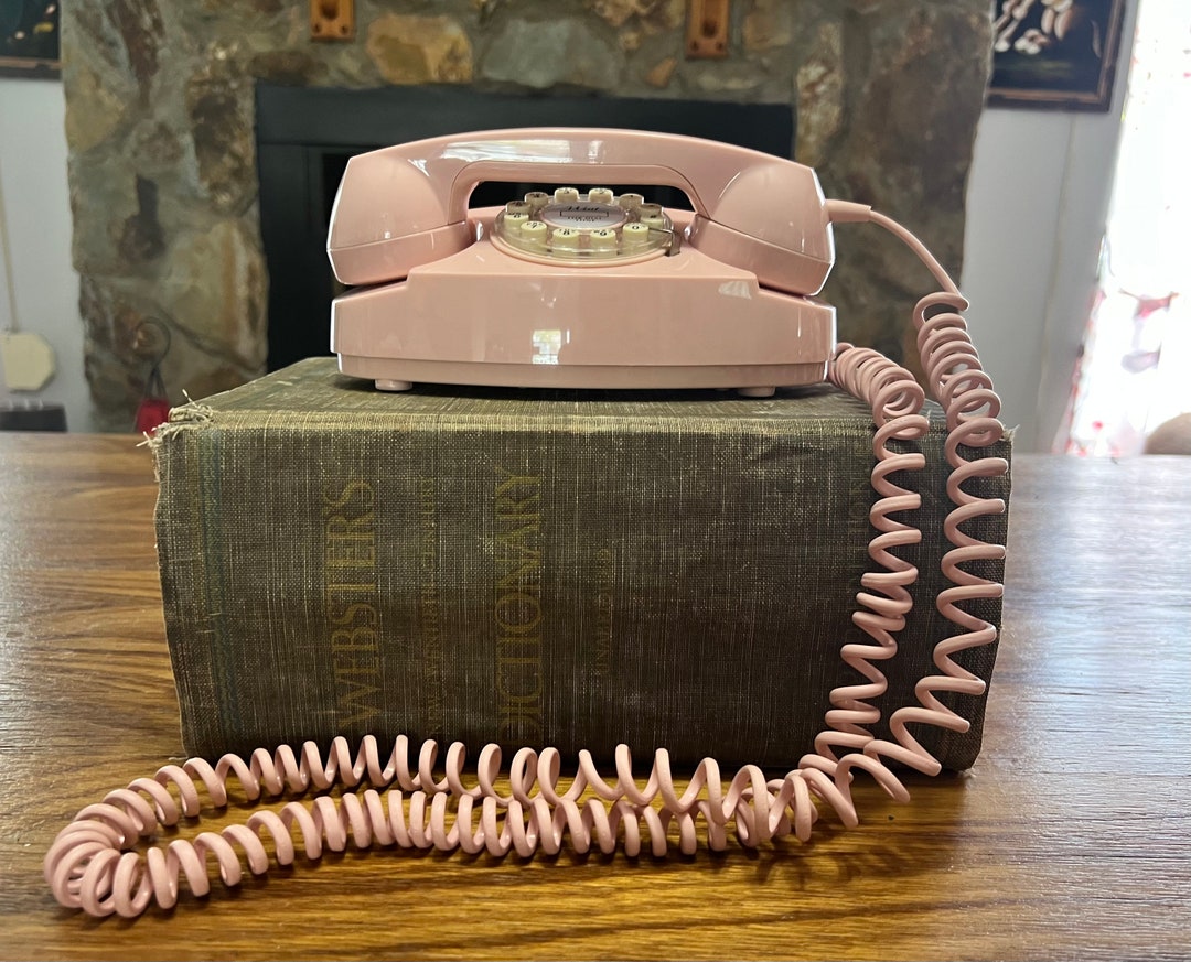 Pink Vintage Pink Push Button Faux Rotary Telephone, WORKS, Crowsley ...