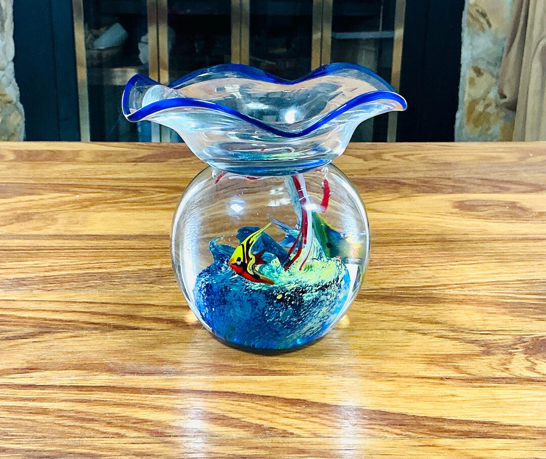 Murano Style Hand Blown Glass Fish Bowl - Etsy