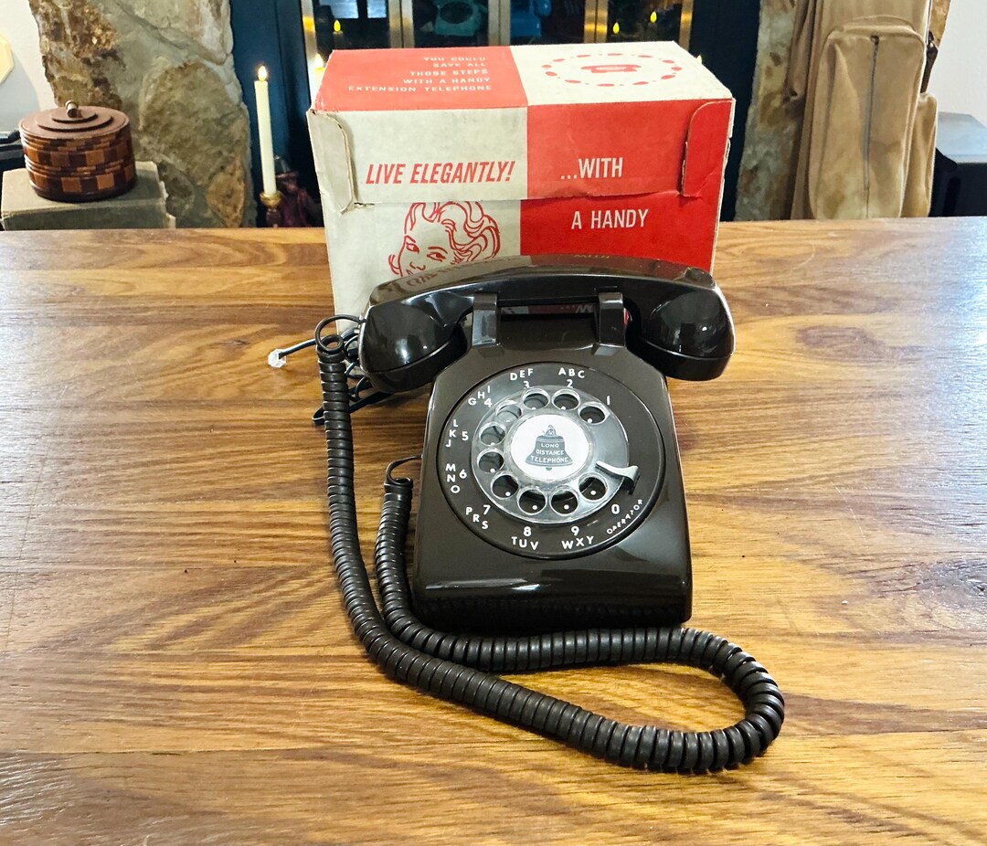 Vintage ITT Rotary Dial Telephone, WORKS, With Box, Chocolate Brown ...