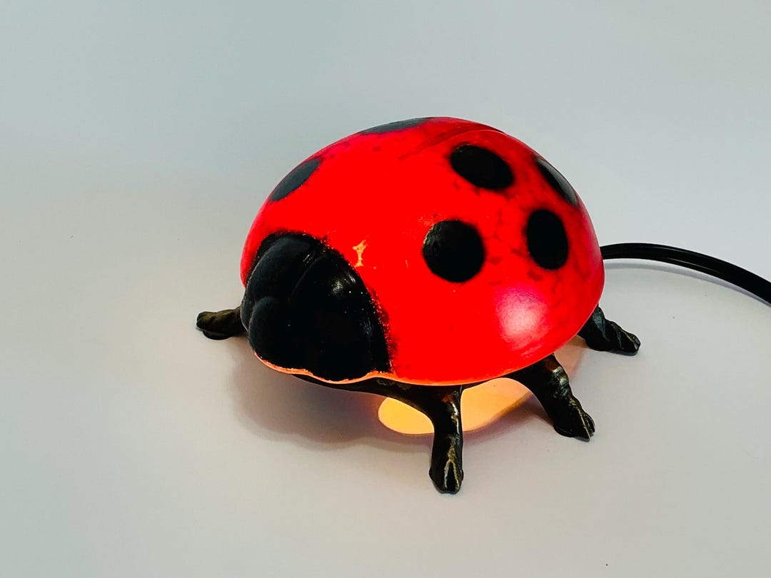 Vintage Glass Bright Red Ladybug Night Light, Lady Beetle Lamp, Cute ...