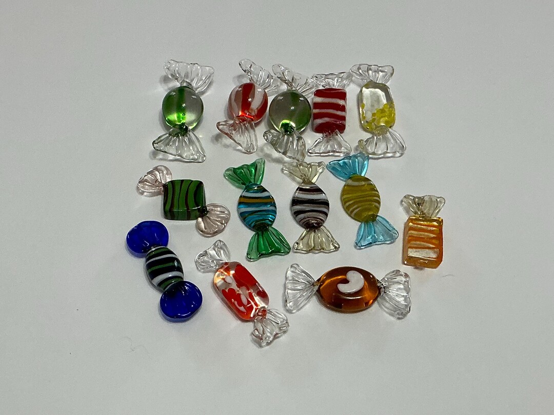 Lot of 13 Hand Blown Glass Candy Pieces, Believed to Be Murano Glass ...