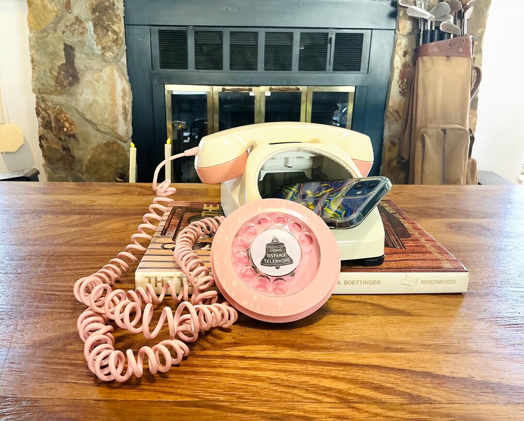 Repurposed Rotary Dial Phony Phone Box: Ivory & Pink Telephone Charging ...