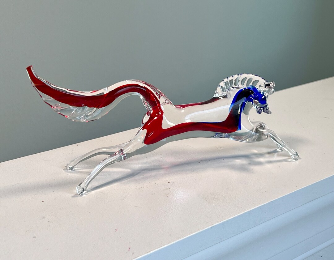Vintage Murano Style Glass Horse, Venetian Art Glass, Mid Century ...