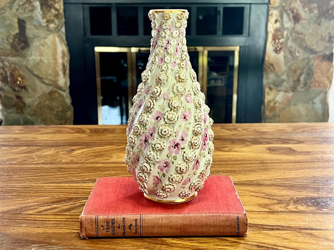 Vintage 1994 Sumerbank Turkish Vase, Hand Painted Gold Gilt Vase Made ...