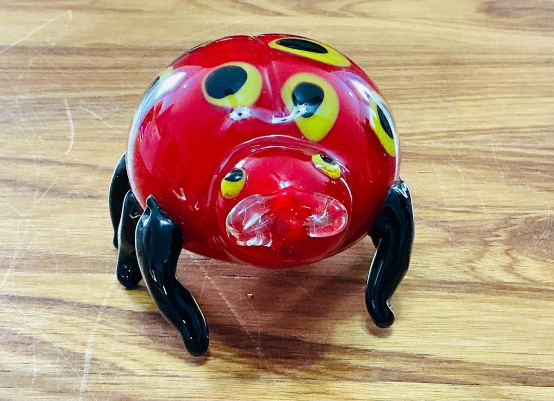 Dale Tiffany Handblown Glass Ladybug Figurine, Red Yellow Black Decor ...