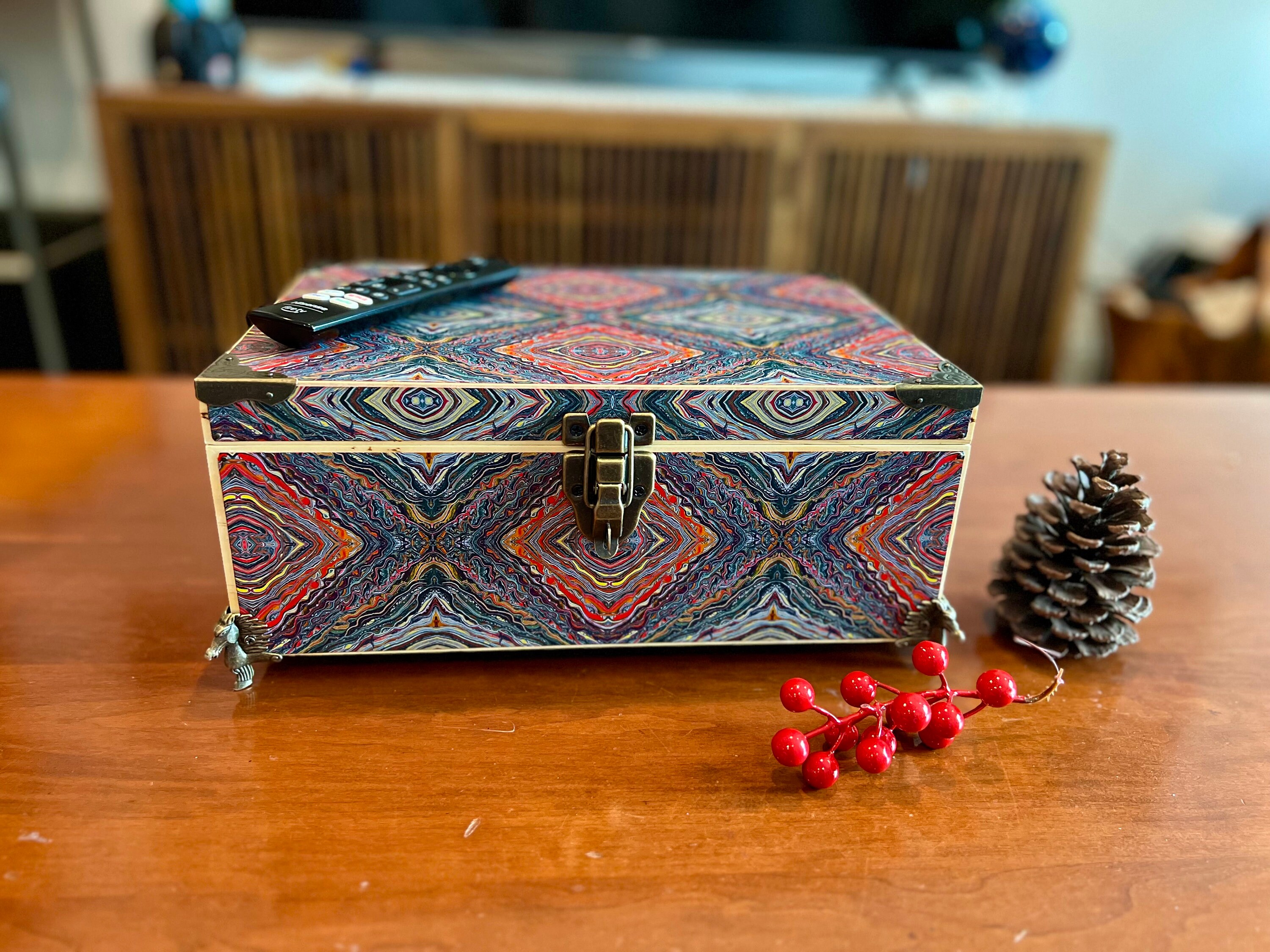 Large Decorative Box, Wooden Storage Box, Decorative Box With Hinged ...
