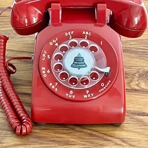 Vintage AT&T Red Rotary Dial Telephone, WORKS, Red Dial Phone, Retro ...