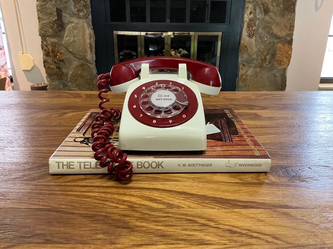 Vintage Red and Ivory Rotary Dial Phone, WORKS, Customize With Your ...