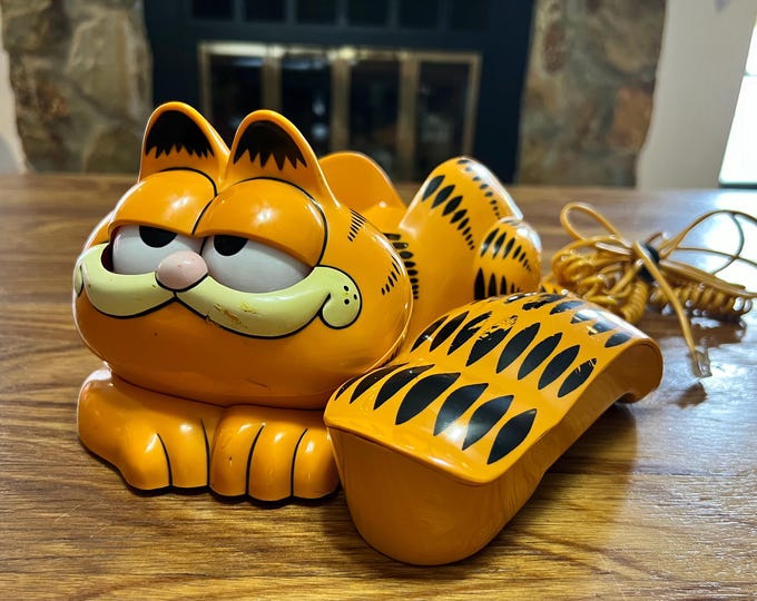 Vintage Tyco Garfield Landline Telephone, Eyes Open and Close, WORKS ...