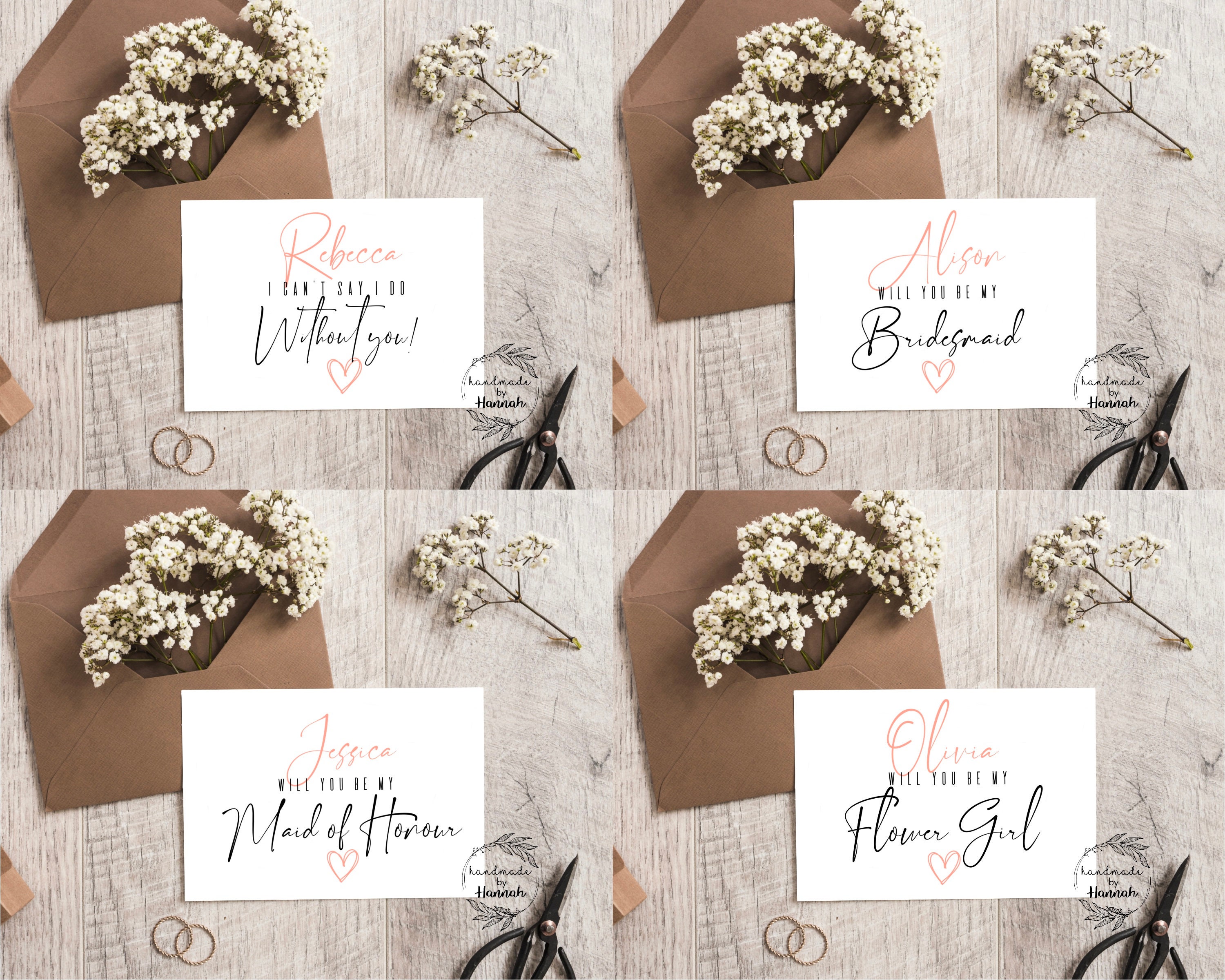 Personalised Bridal Party Cards - Bridesmaids Cards - Will You Be My ...
