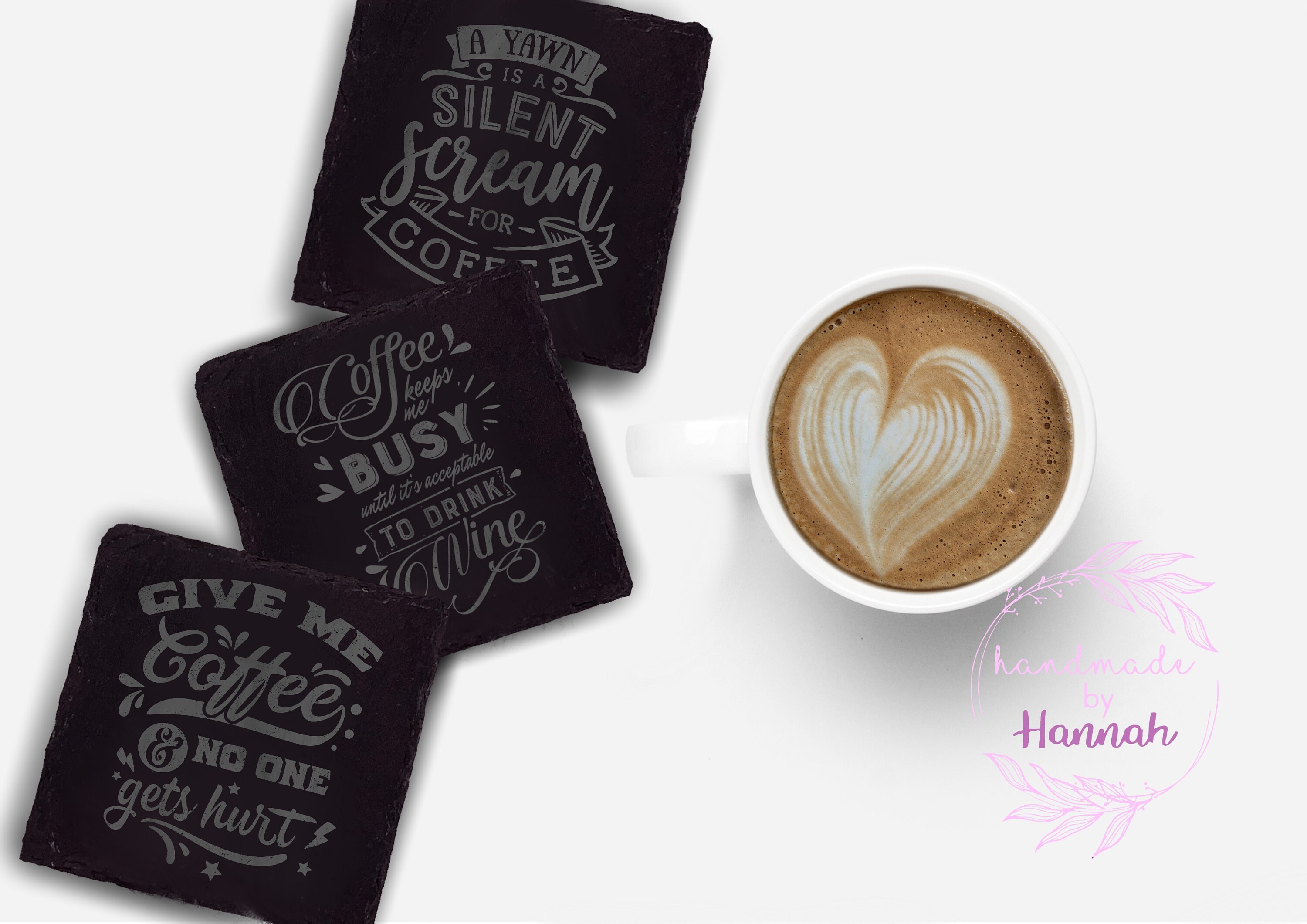 Coffee Quote Coasters Slate Coasters coffee quotes - Etsy España