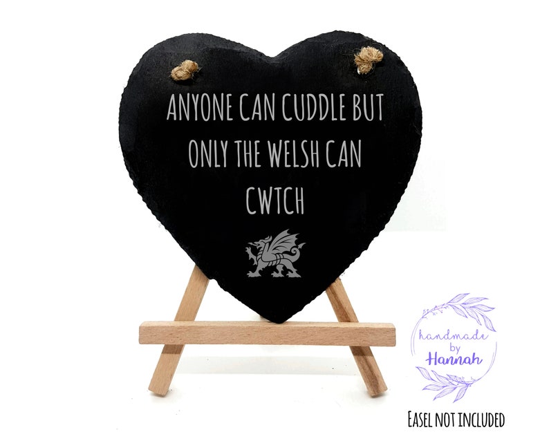 Welsh Cwtch Heart Slate Hanging Sign - Home Gift - Etsy