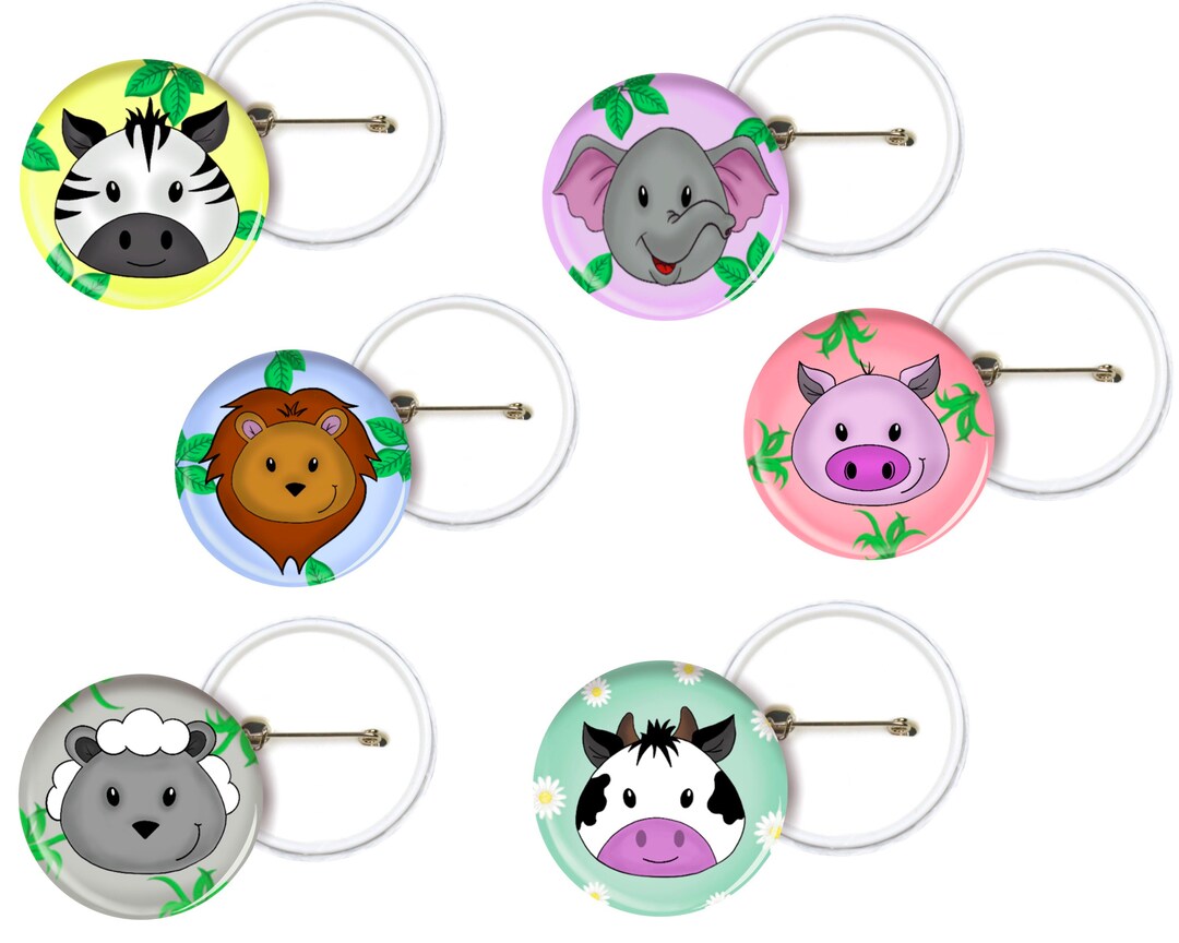 Cute Animal Badges Farmyard Animals Safari Animals Childrens Party Bags ...