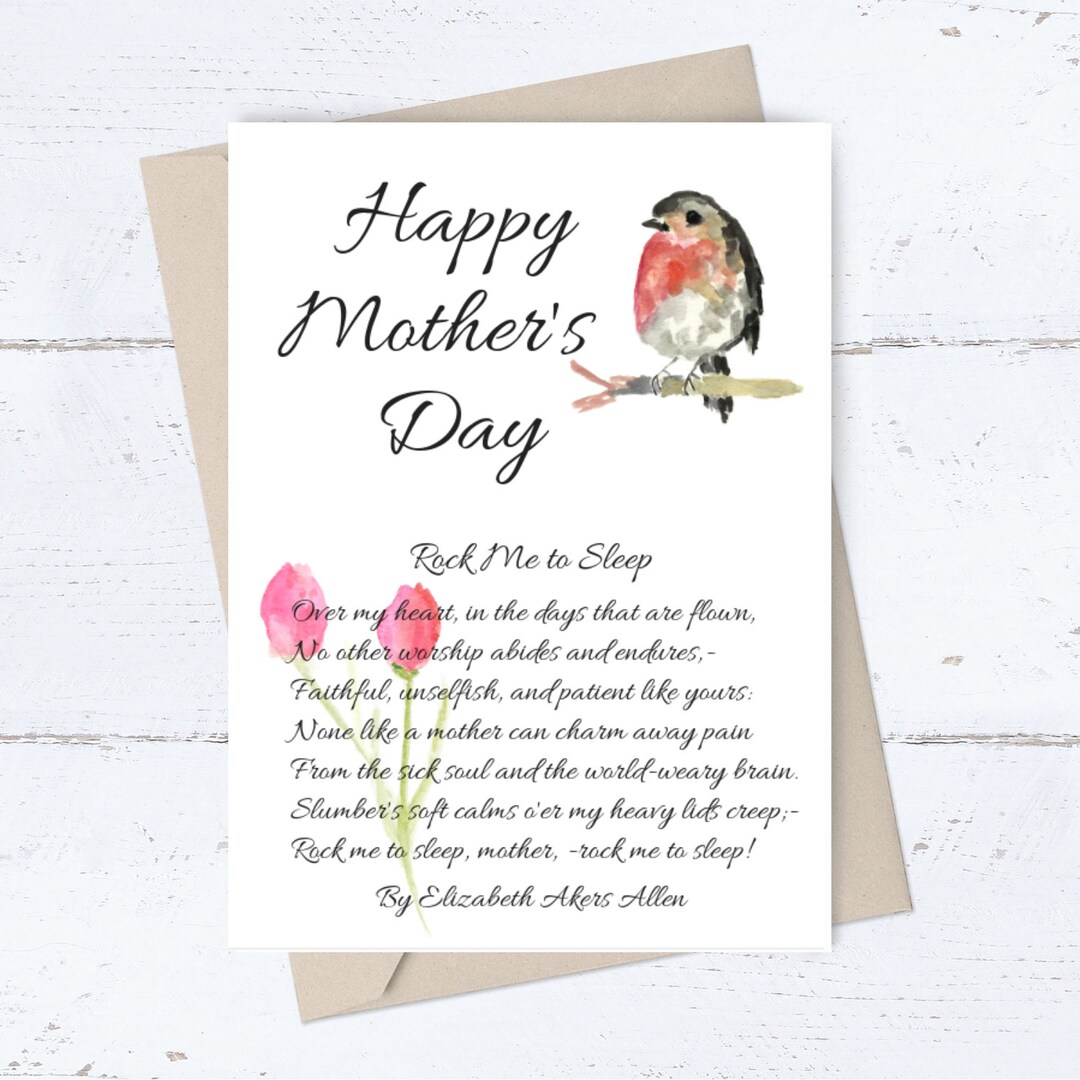 Printable Mothers Day Literary Card; Poem About Mothers; Happy Mother's ...