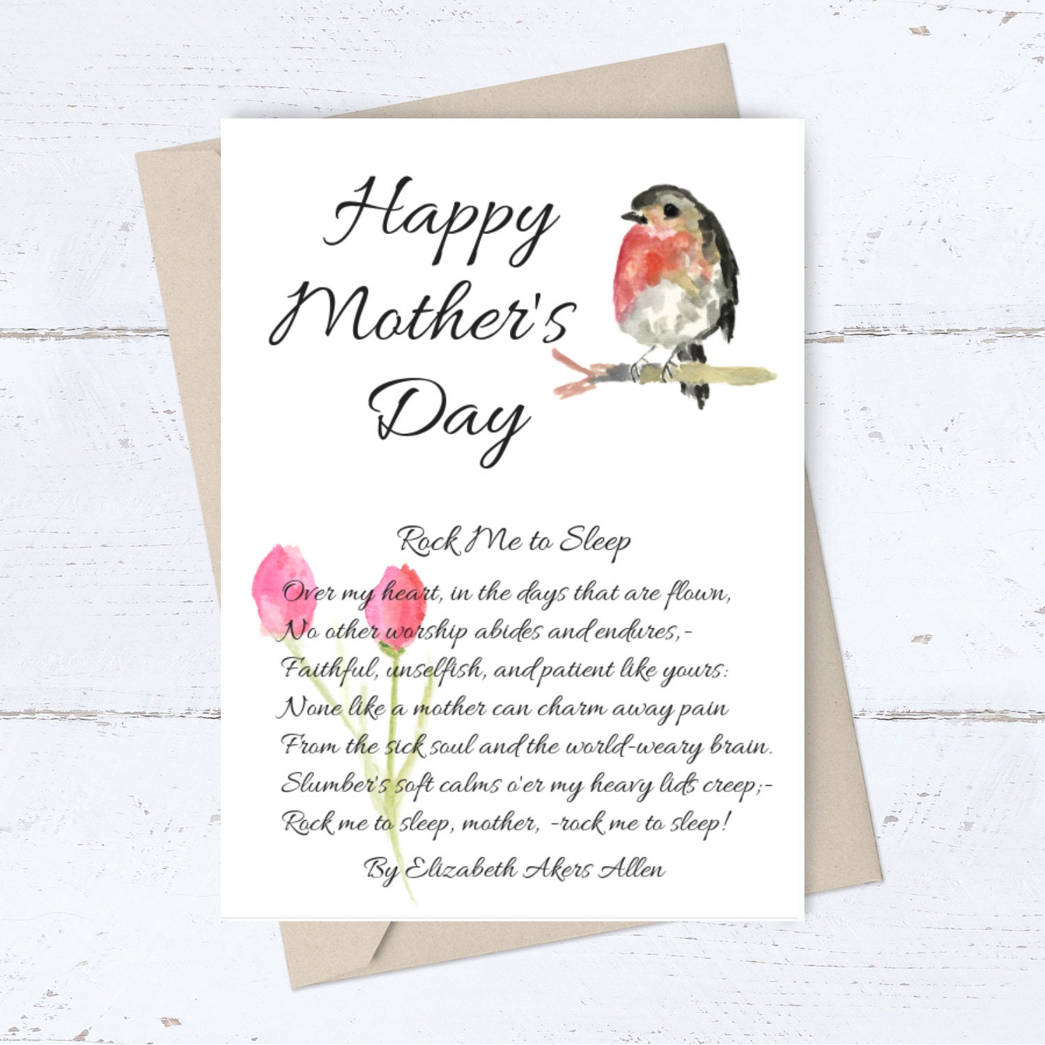 Printable Mothers Day Literary Card; Poem About Mothers; Happy Mother's ...