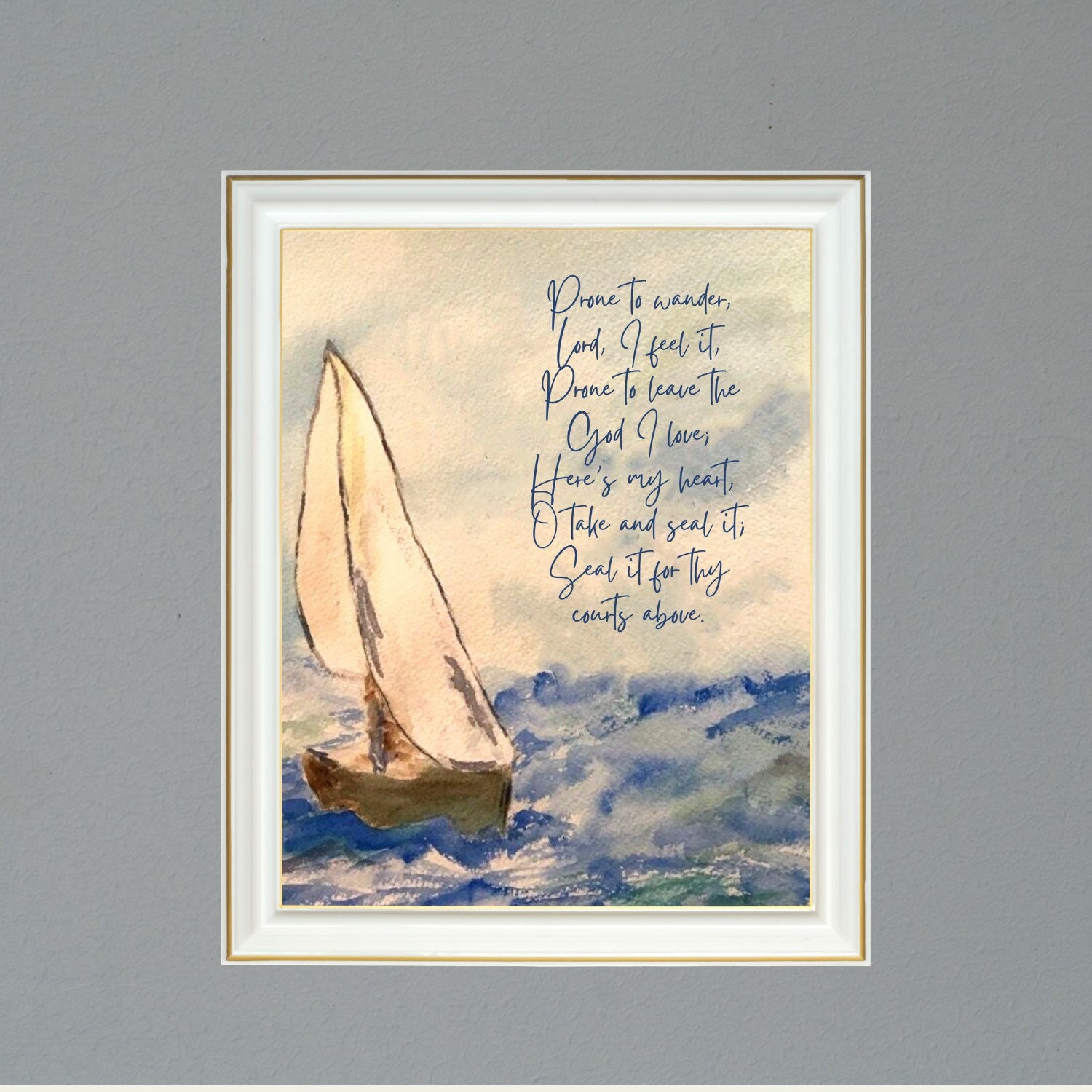 Sailboat Painting, Religious Wall Art, Nautical Ocean Christian Print ...