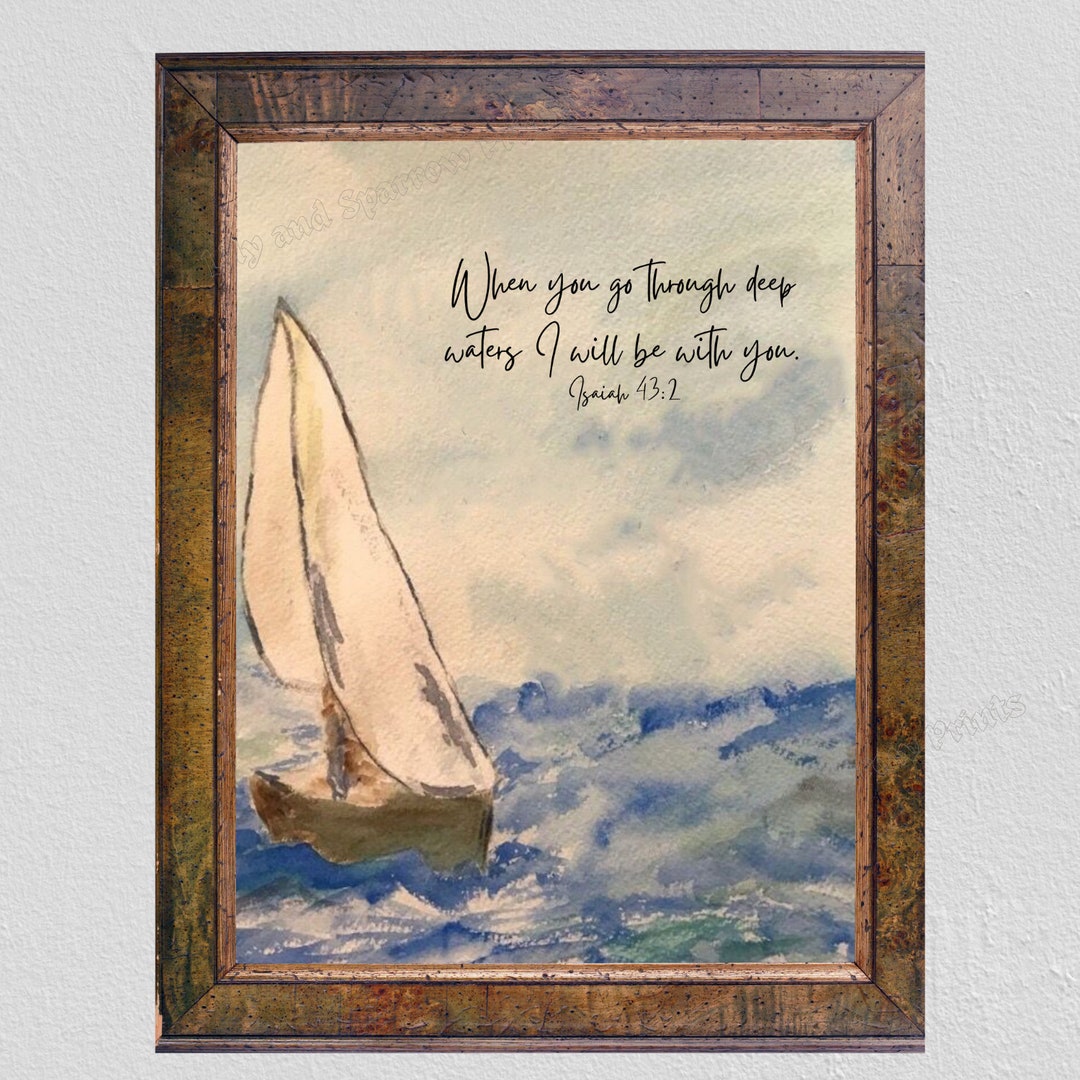 Sailboat Religious Wall Art, Nautical Sculpture Watercolor Print ...