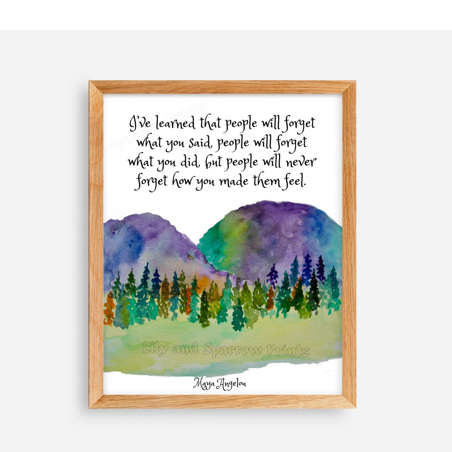 Maya Angelou Inspirational Wall Art, Mountain Print, Gift for Her, Maya ...