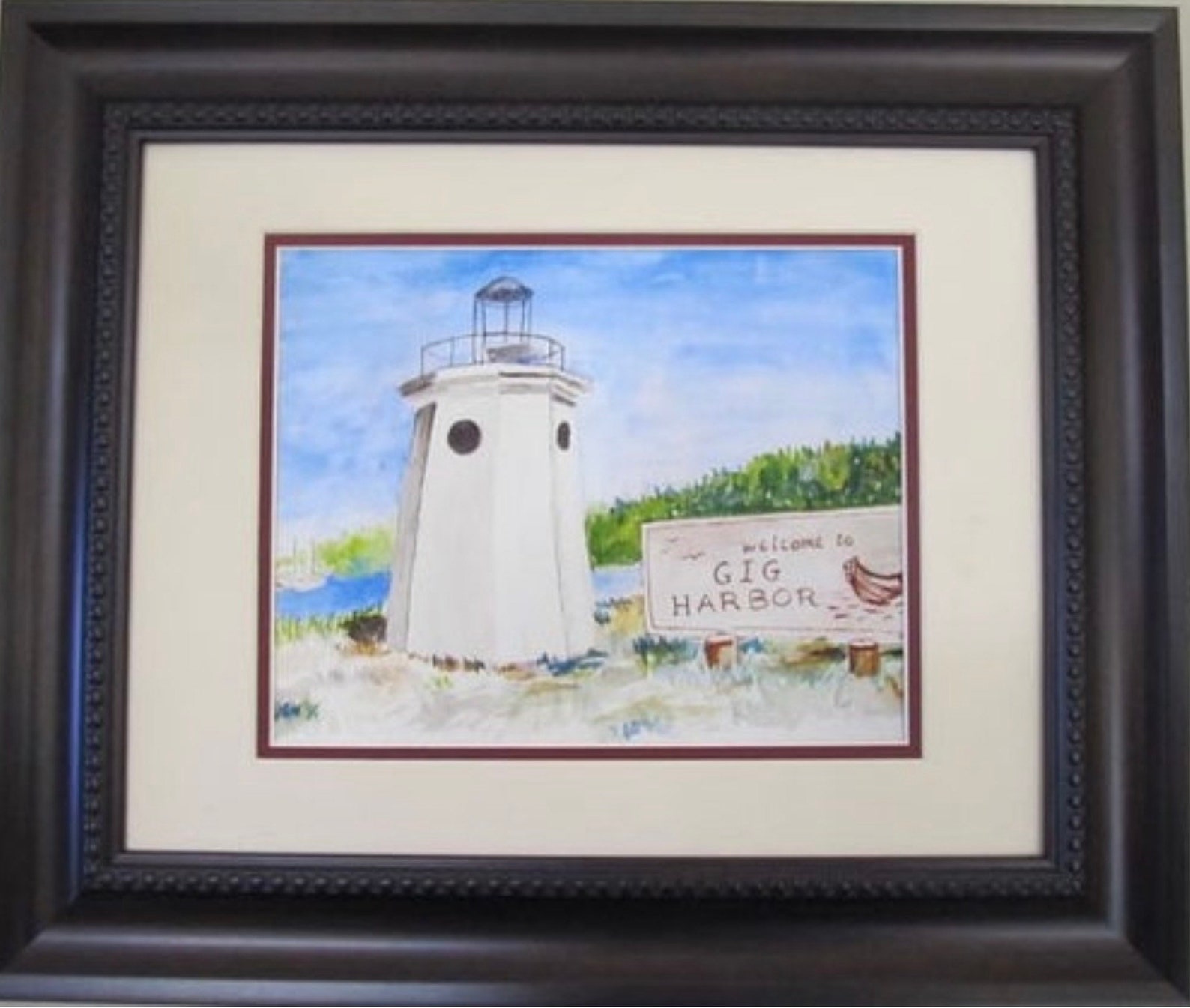 Gig Harbor Lighthouse Watercolor Painting, Original Pacific Northwest ...