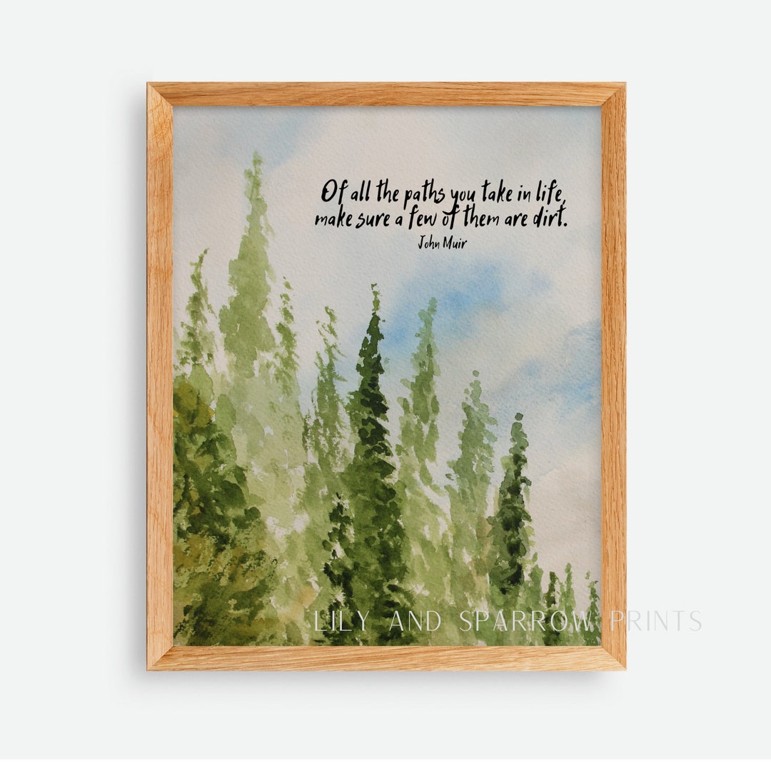 John Muir Wall Art, Inspirational Quote Poster, Woods Watercolor Print ...