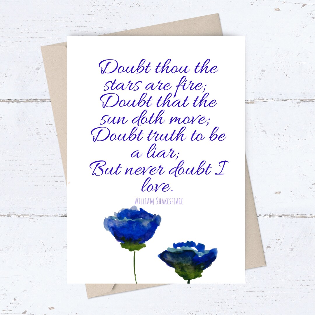 Shakespeare Poem Wedding Card, Anniversary Card for Husband, Love Quote ...