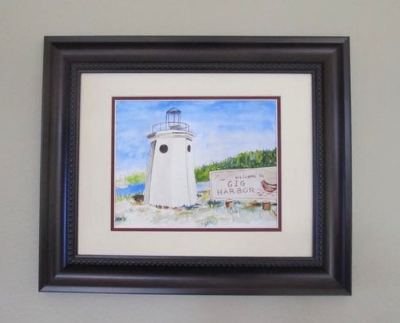 Gig Harbor Lighthouse Watercolor Painting, Original Pacific Northwest ...
