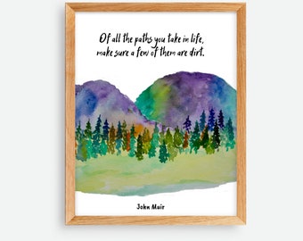 John Muir Print Inspirational Quote Wall Art Watercolor | Etsy