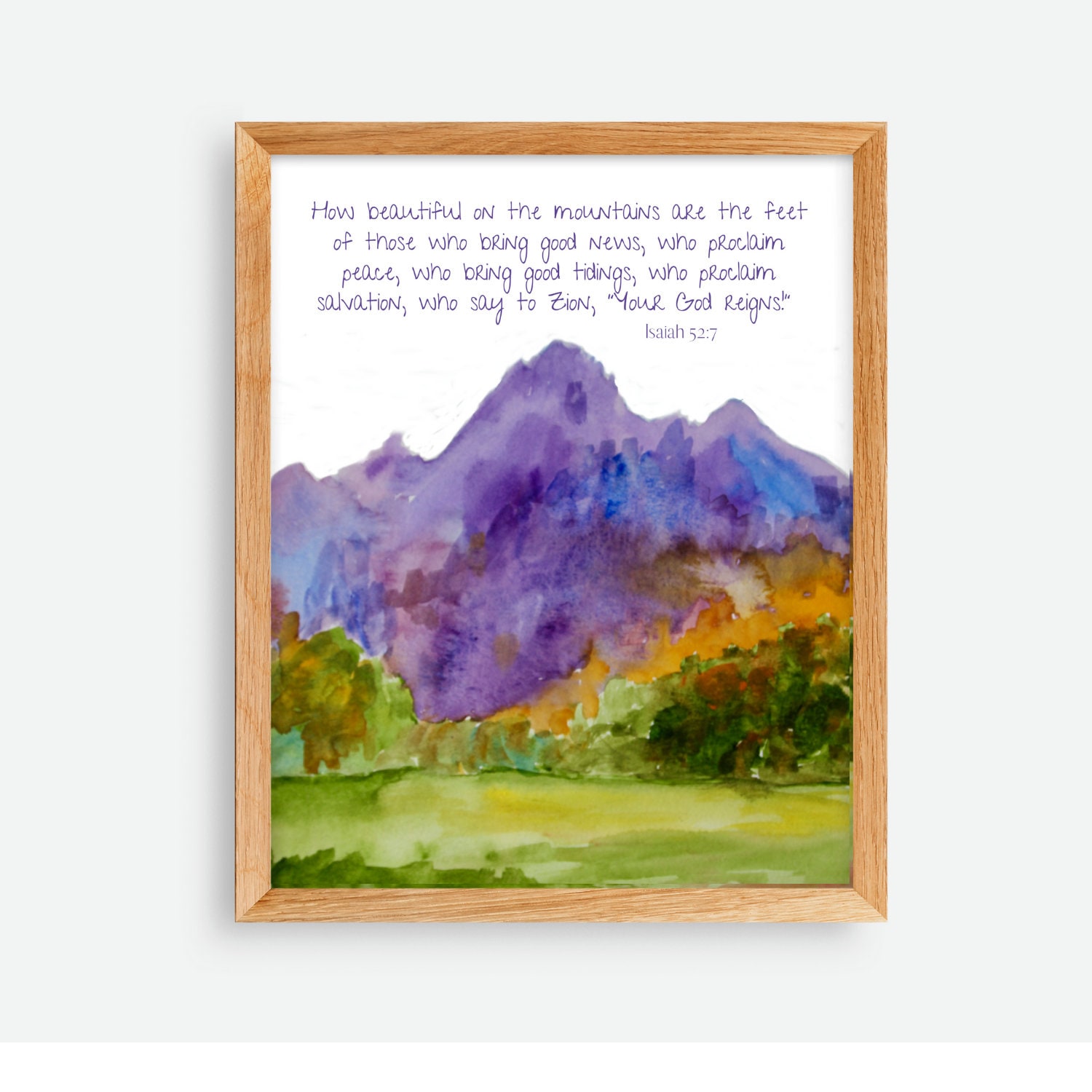 Bible Verse Wall Art, Mountain Print, Inspirational Religious Quote ...