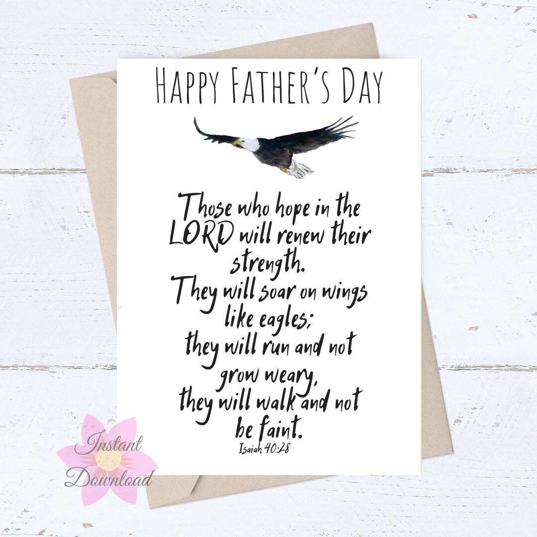 Fathers Day PRINTABLE Card; Religious Christian Card; Soar on Wings ...
