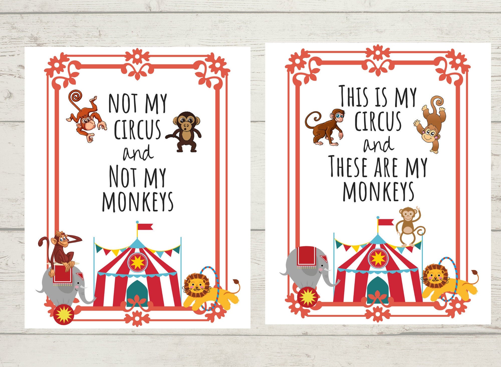 PRINTABLE Not My Circus Not My Monkeys Sign; Funny Inspirational Wall ...