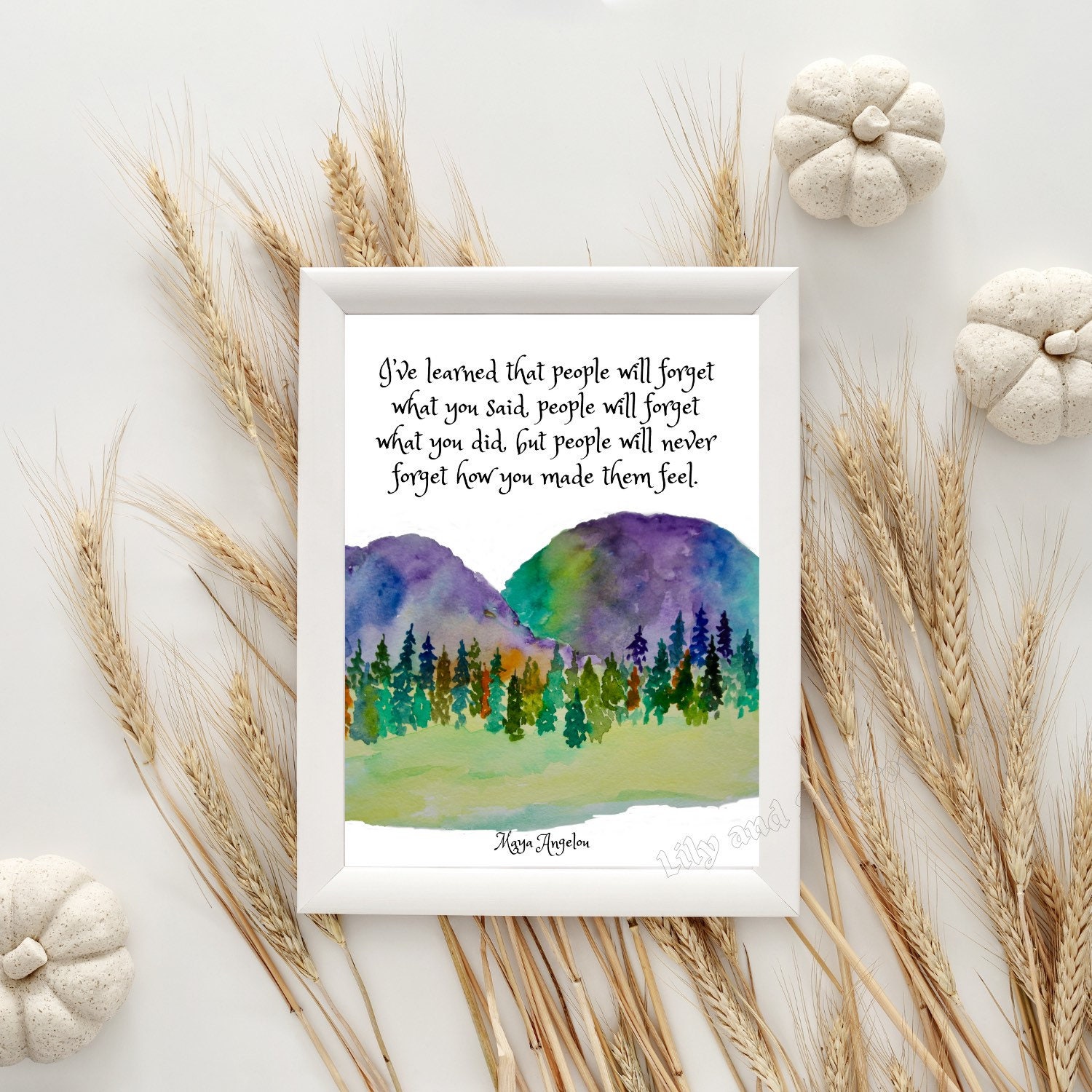 Maya Angelou Inspirational Wall Art, Mountain Print, Gift for Her, Maya ...