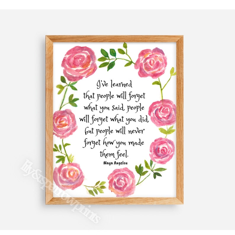Maya Angelou Inspirational Wall Print, Maya Angelou Quote Print ...