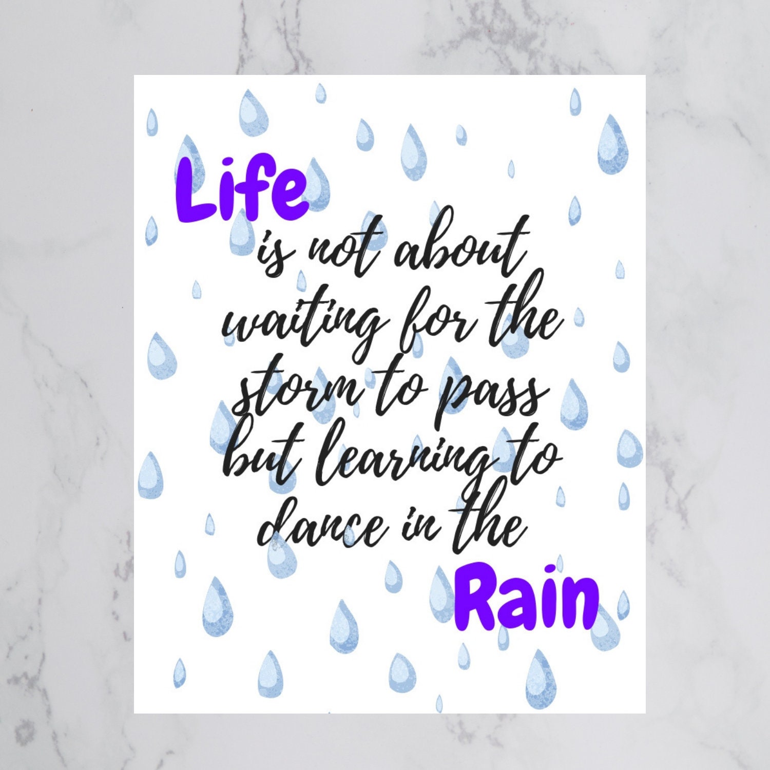 Printable Inspirational Wall Art, Encouraging Raindrops Poster, Life ...