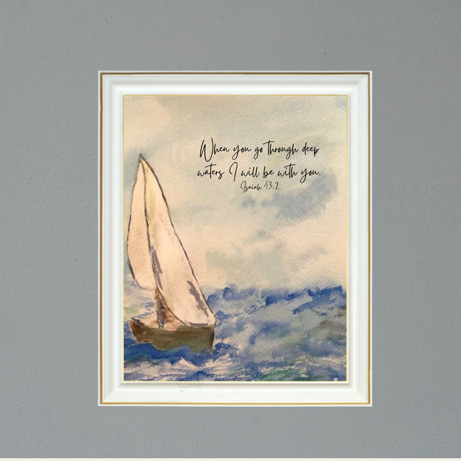 Sailboat Religious Wall Art, Nautical Sculpture Watercolor Print ...