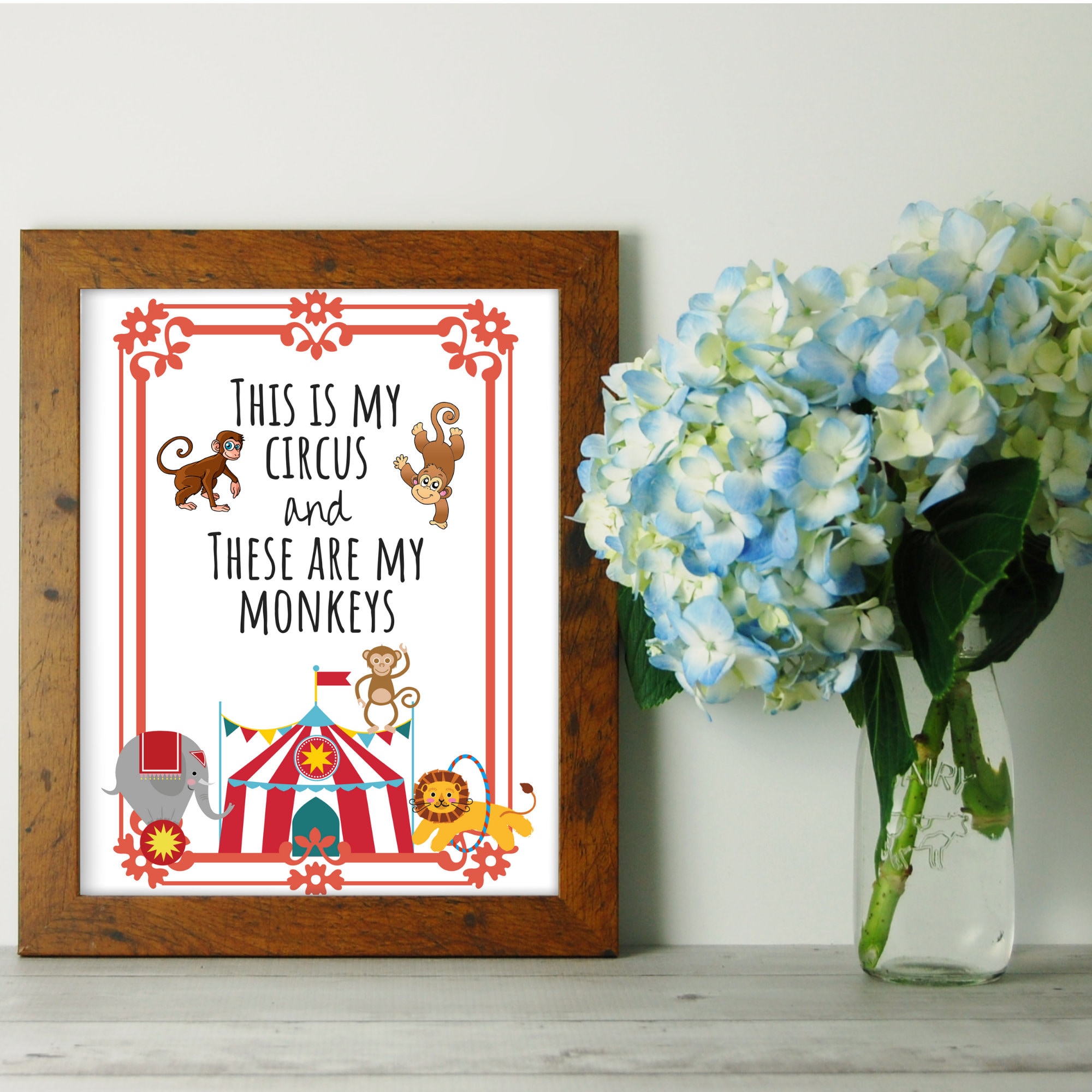 PRINTABLE Not My Circus Not My Monkeys Sign; Funny Inspirational Wall ...