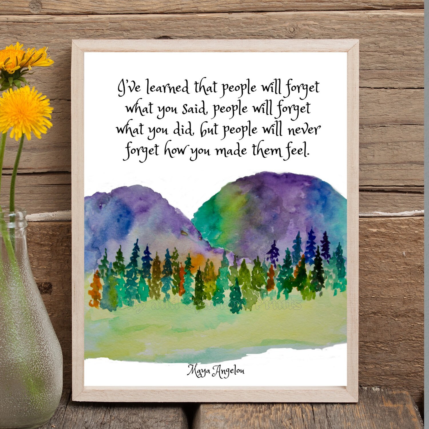 Maya Angelou Inspirational Wall Art, Mountain Print, Gift for Her, Maya ...