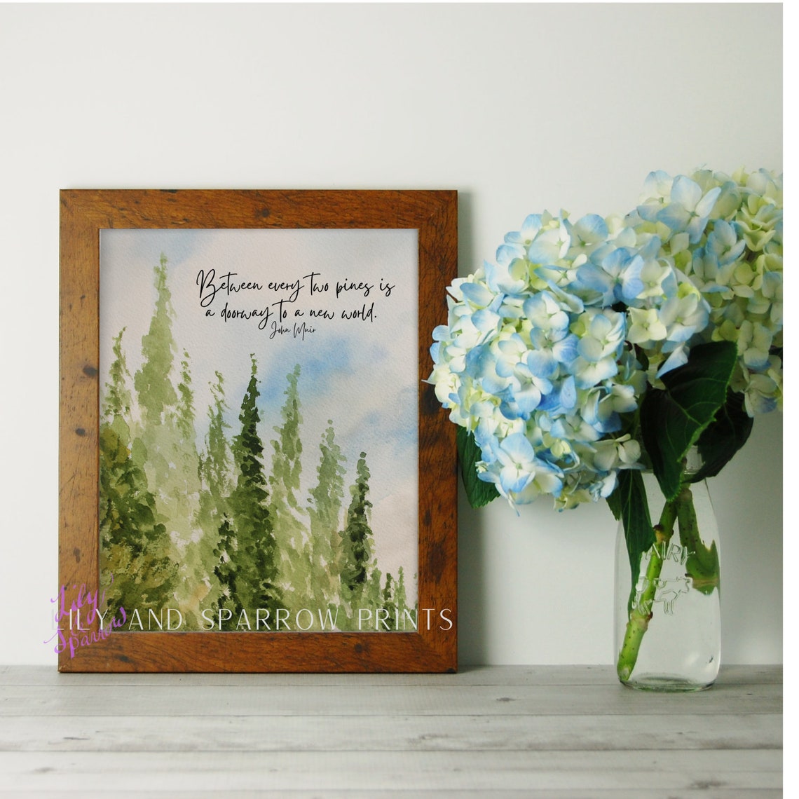 John Muir Print, Inspirational Quote Wall Art, Watercolor Forest ...