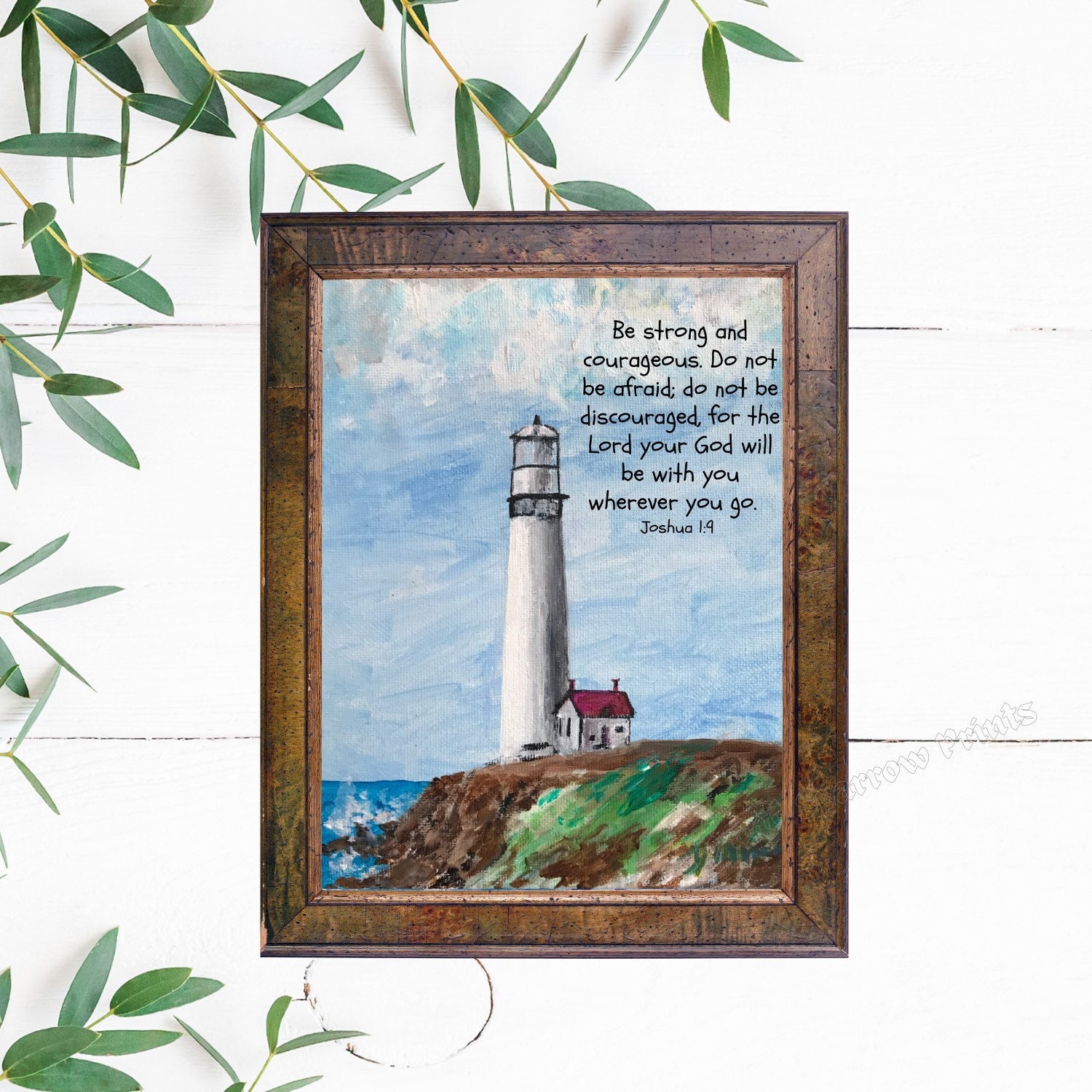 Lighthouse Painting, Inspirational Christian Print, Religious Quote ...