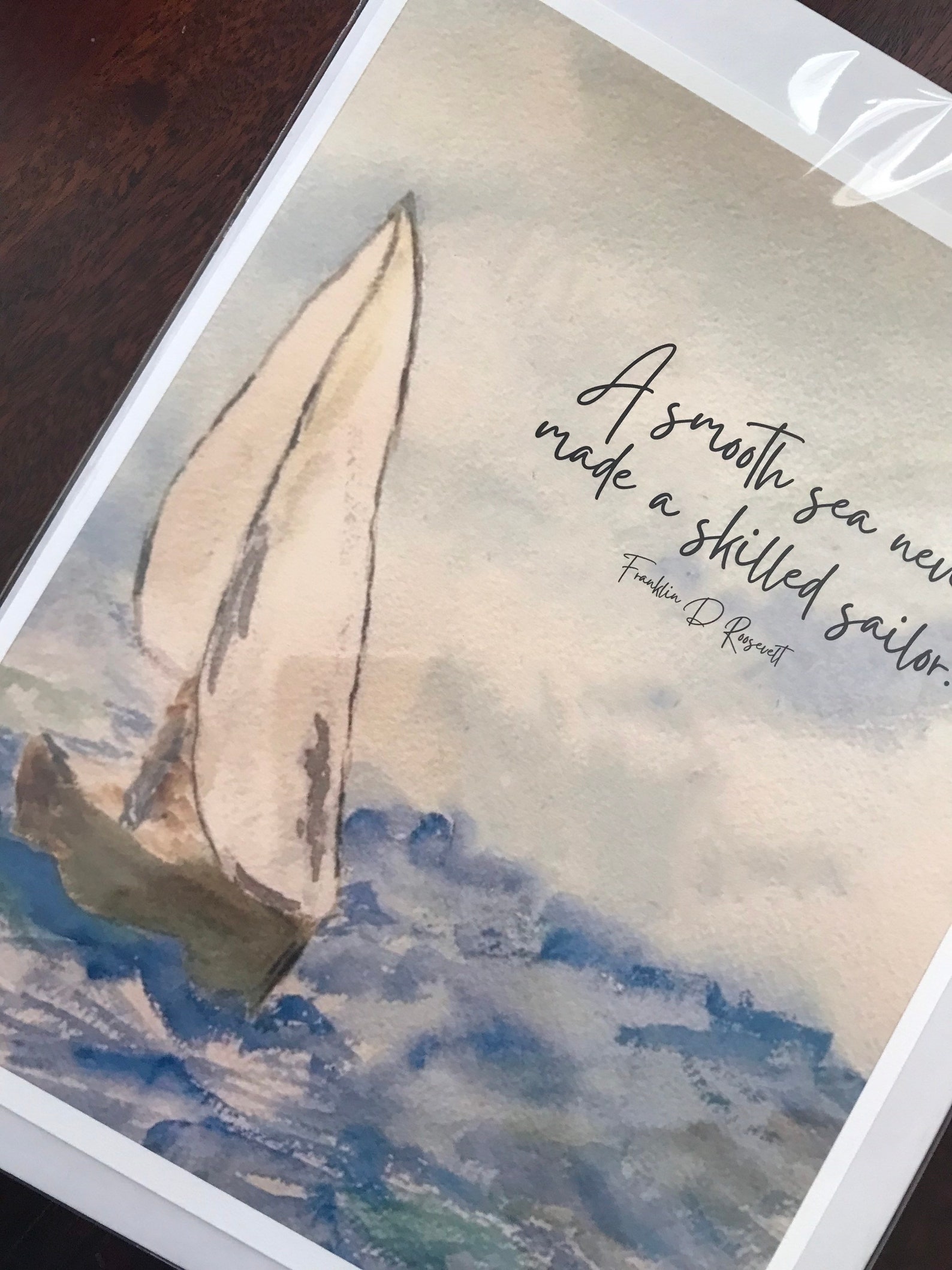 Sailboat Wall Art, Nautical Watercolor Print; Inspirational Quote ...