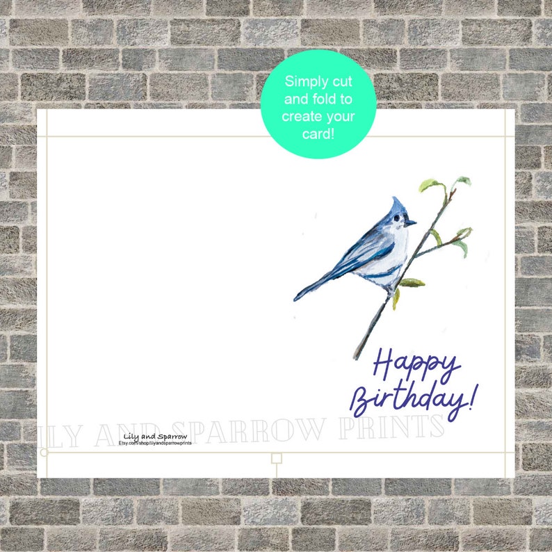 PRINTABLE Birthday Card of Bird, Birthday Party, Bluebird Card ...