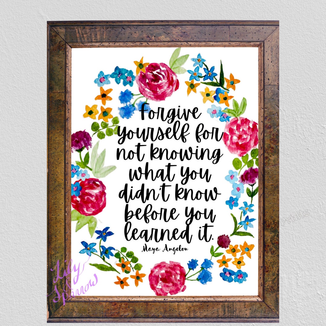 Maya Angelou Inspirational Wall Art, Floral Painting Gift, Maya Angelou ...