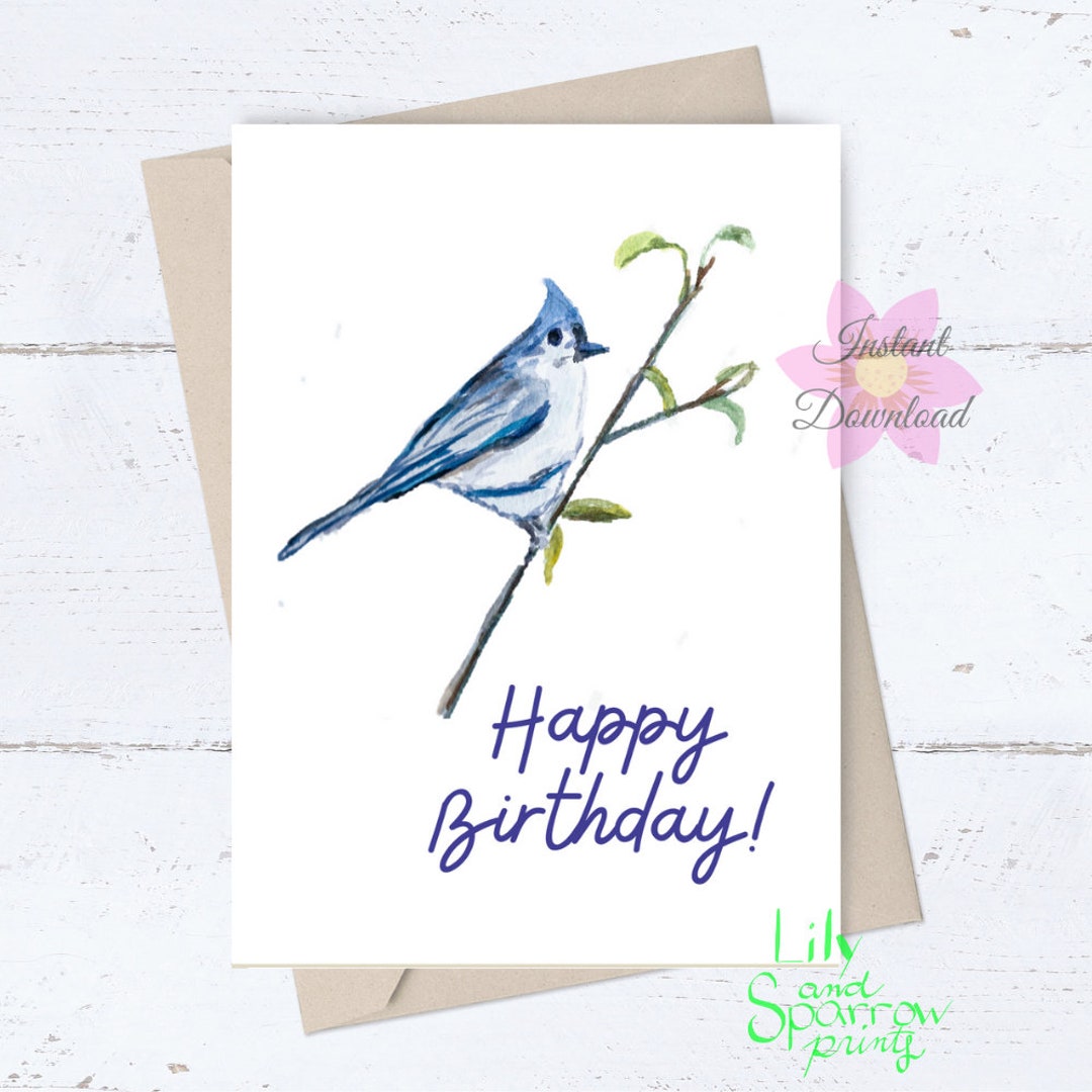 PRINTABLE Birthday Card of Bird, Birthday Party, Bluebird Card ...