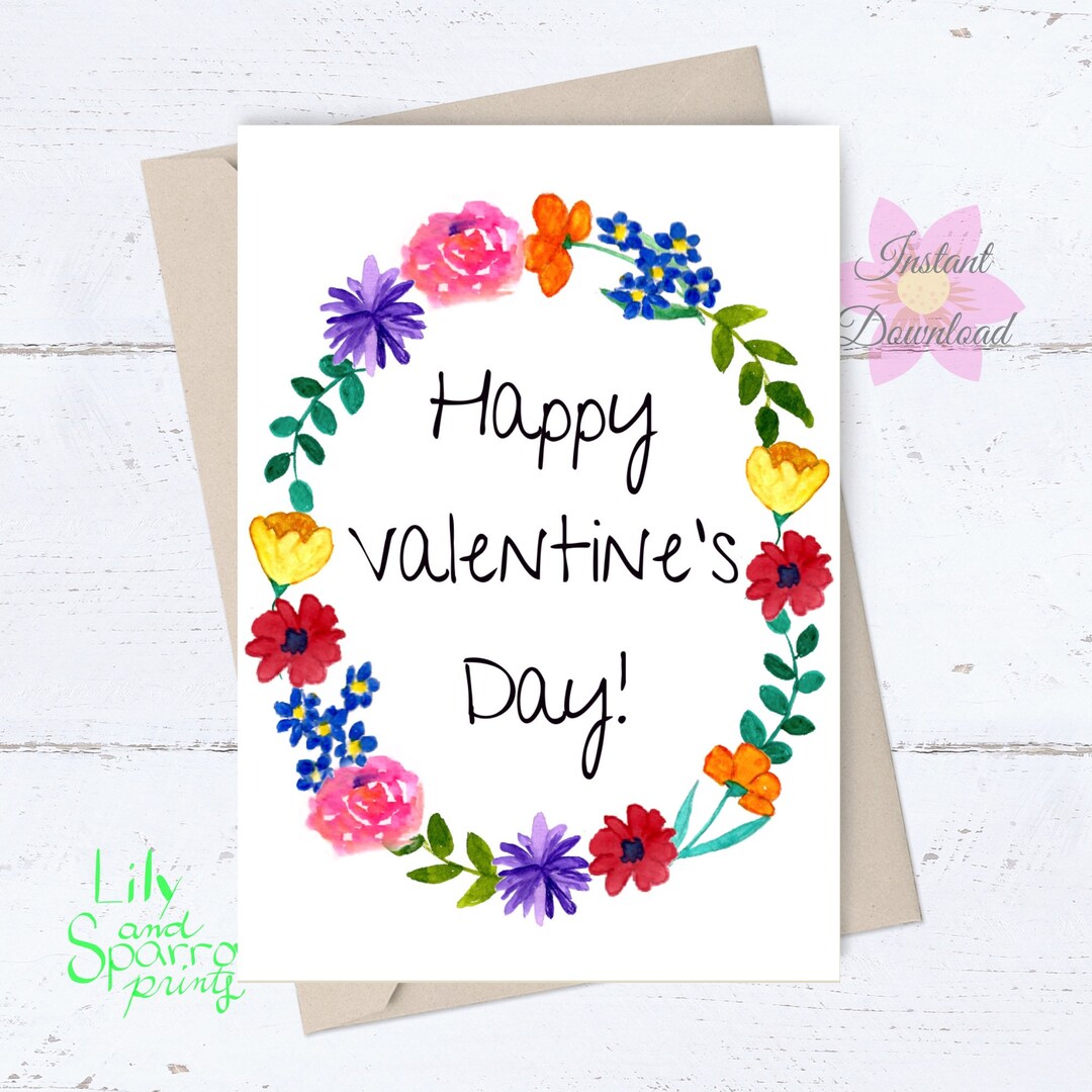 Happy Valentine’s Day PRINTABLE Card; Digital Download Valentine ...