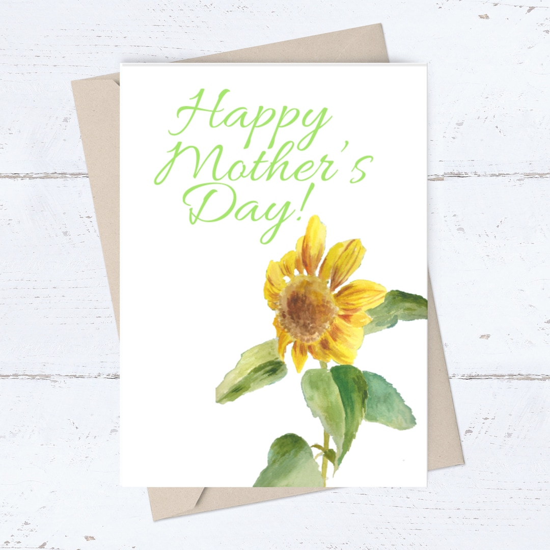 Sunflower Mothers Day Card; PRINTABLE Mothers Day Card; Happy Mothers ...