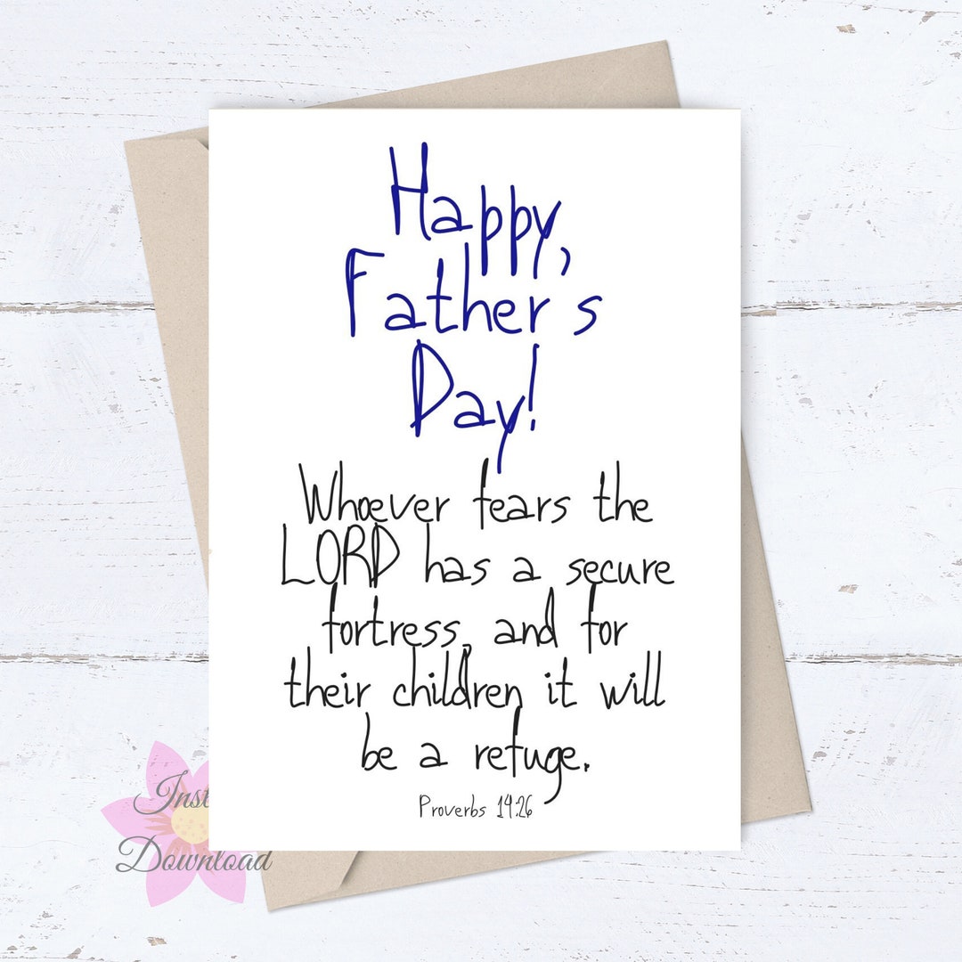 Fathers Day PRINTABLE Card; Inspirational Bible Verse Card for Dad ...