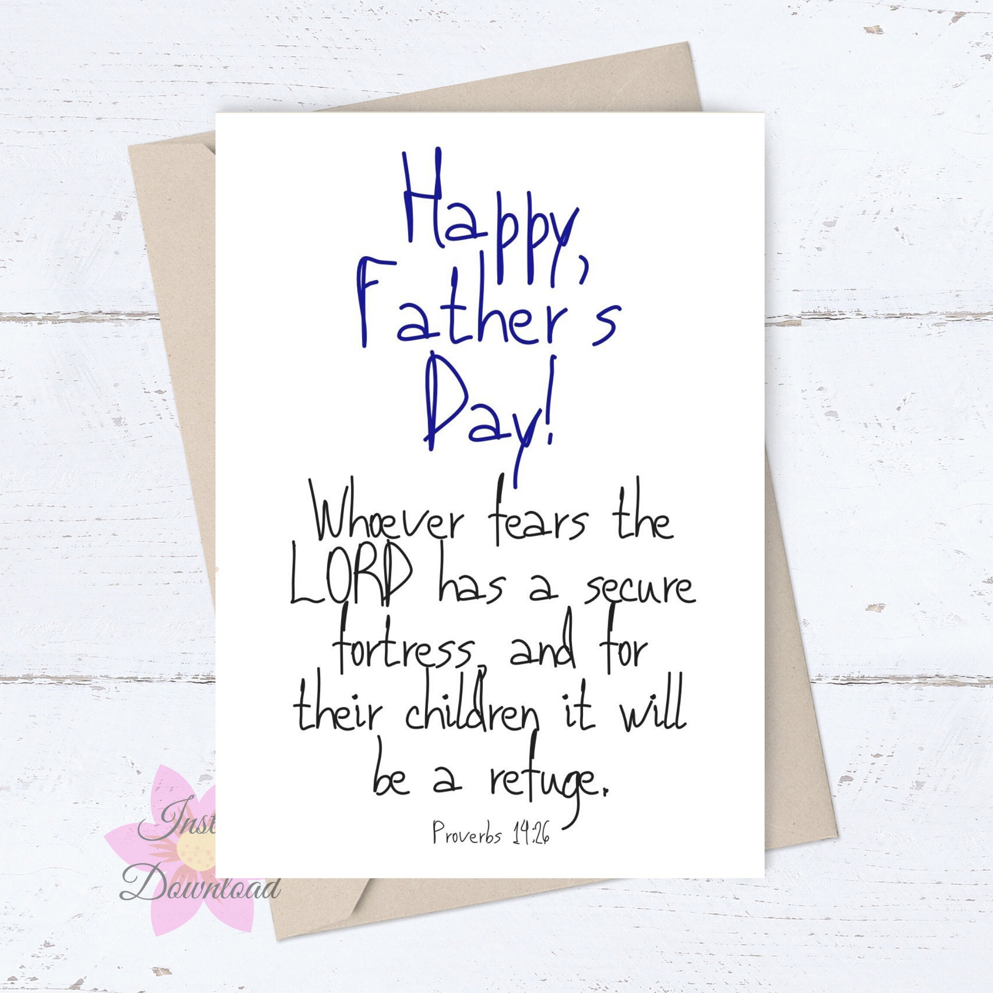 Fathers Day PRINTABLE Card; Inspirational Bible Verse Card for Dad ...