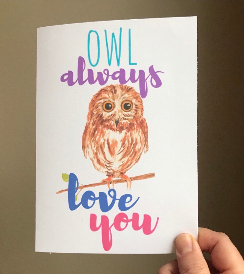 Owl Valentines Day PRINTABLE Card Funny Pun Owl Always Love You ...