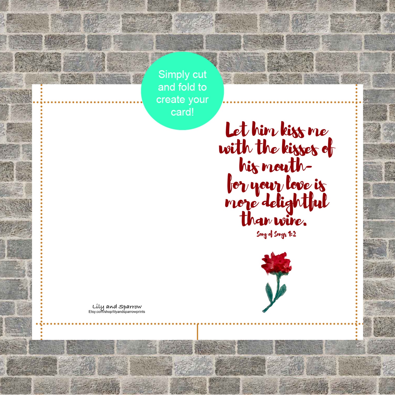 PRINTABLE Religious Anniversary Card; Song of Solomon Card, Romantic ...